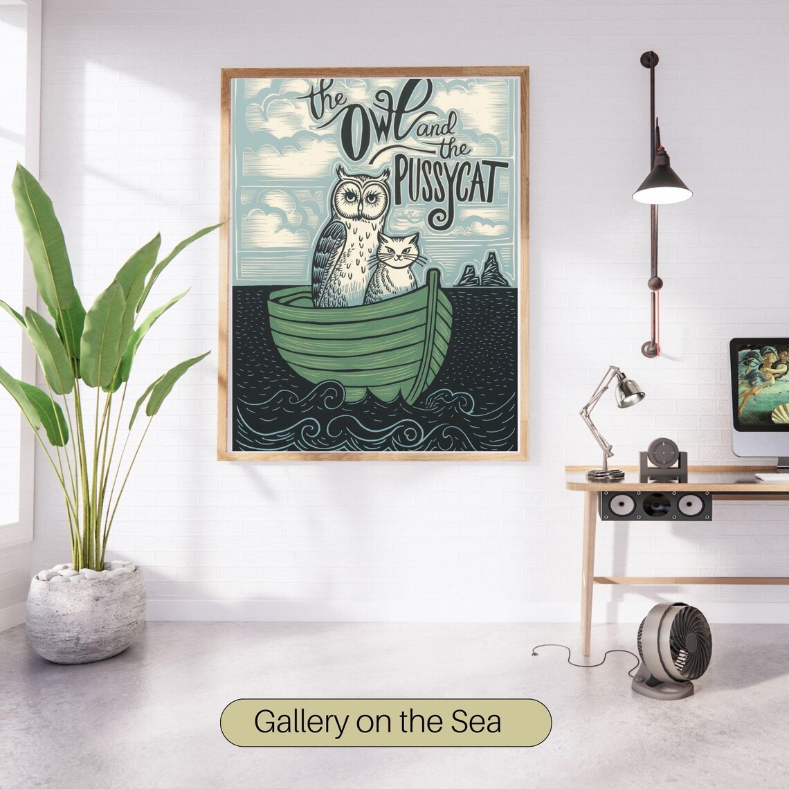 Owl and the Pussycat Print: Nursery Rhyme Linocut Wall Art - Etsy