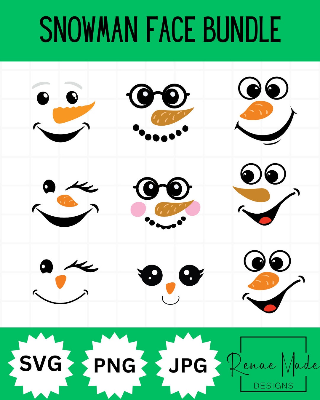 Snowman Face SVG, Snowman Face PNG, Snowman SVG, Snowman Face Cut File ...