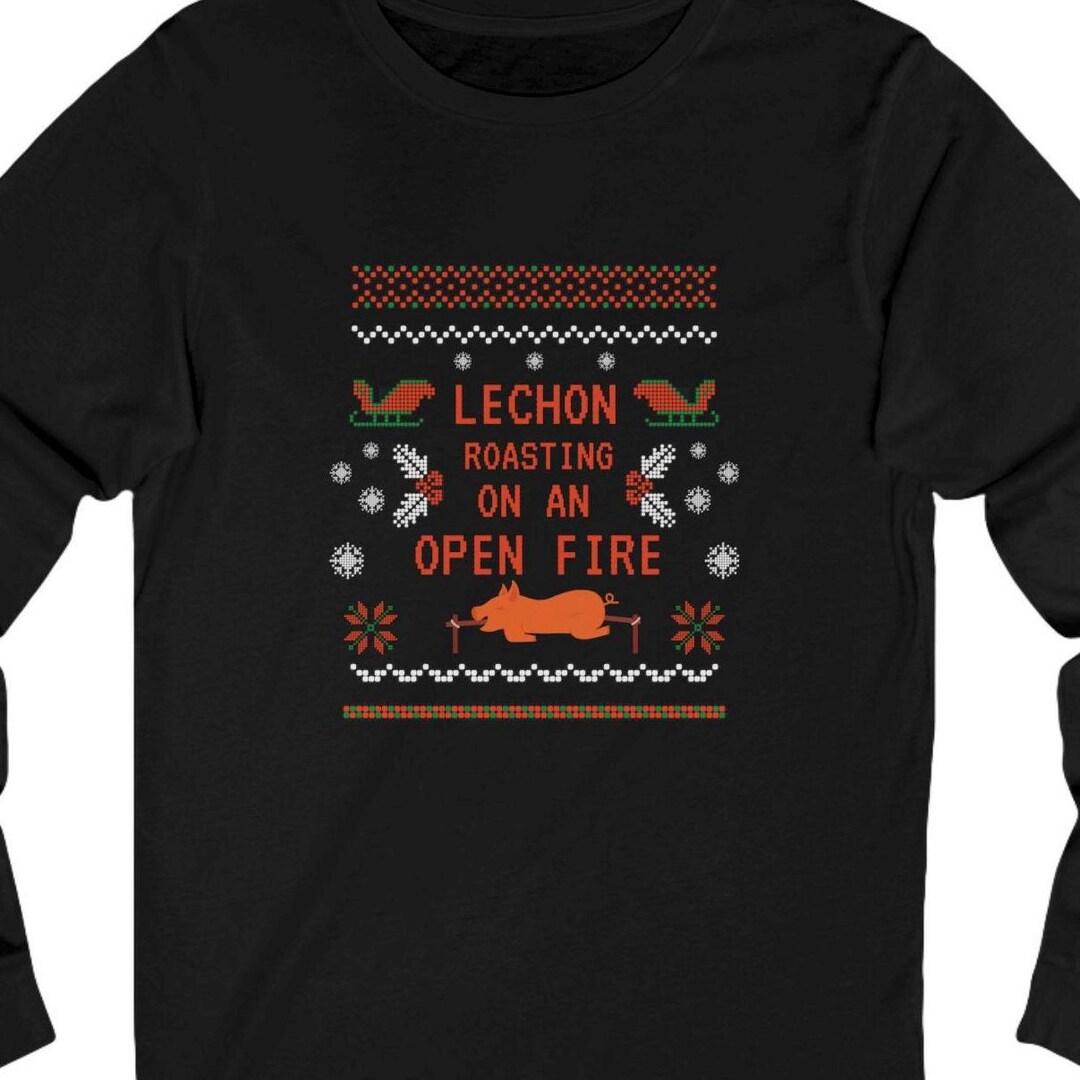 Lechon Roasting on an Open Fire - Jersey Long Sleeve Tee Shirt - Ugly ...