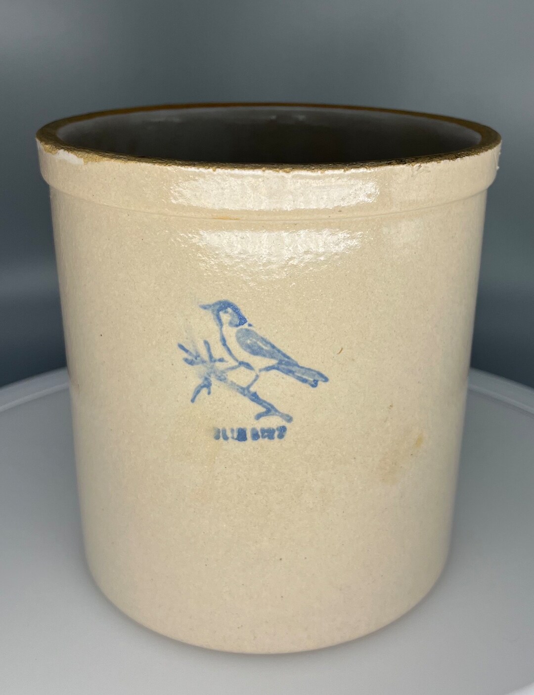 Salt-glazed Burley Blue Bird 1G Crock - Etsy