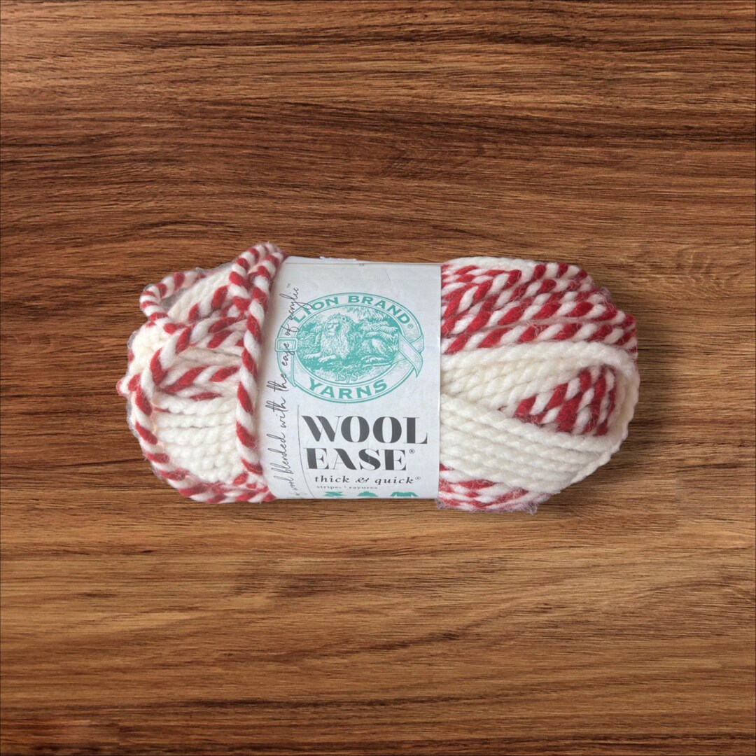 Lion Brand Wool Ease Red/cream Stripes NWOT - Etsy