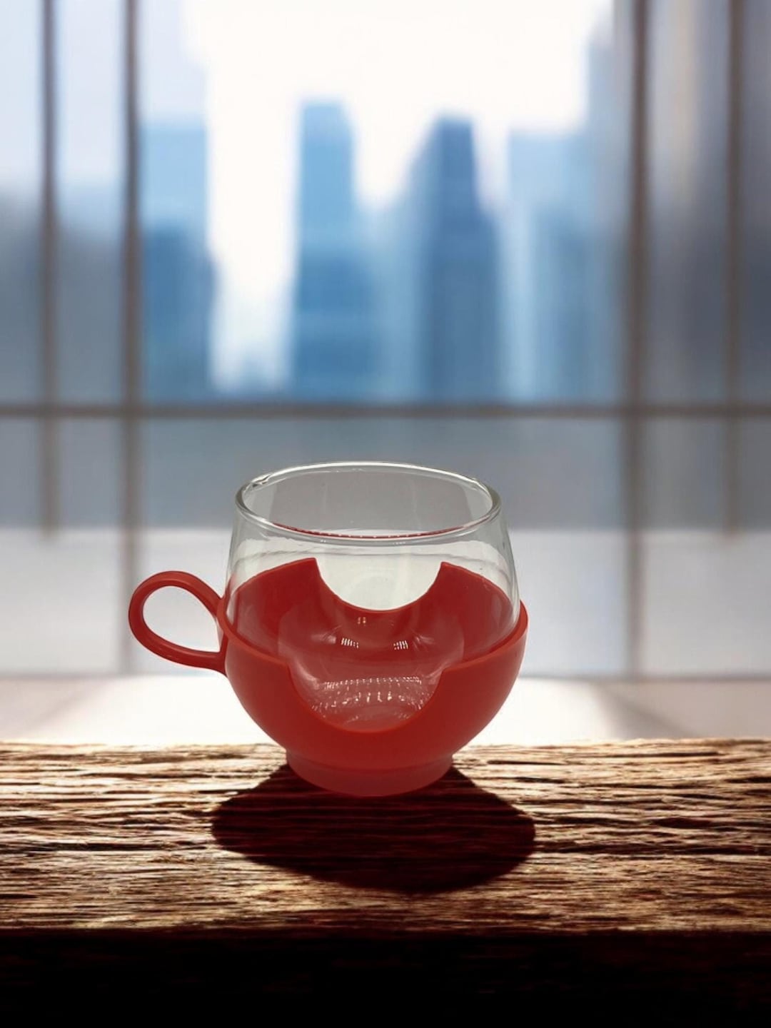 MCM Pyrex Roly Poly Glass Tea/coffee Cups With Orange Removable Base ...