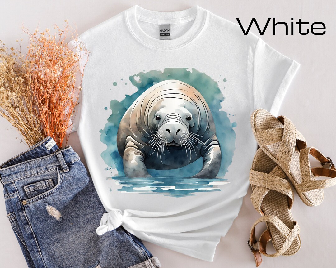 Manatee Shirt Watercolor Manatee Shirt for Manatee Lover Gift for Ocean ...