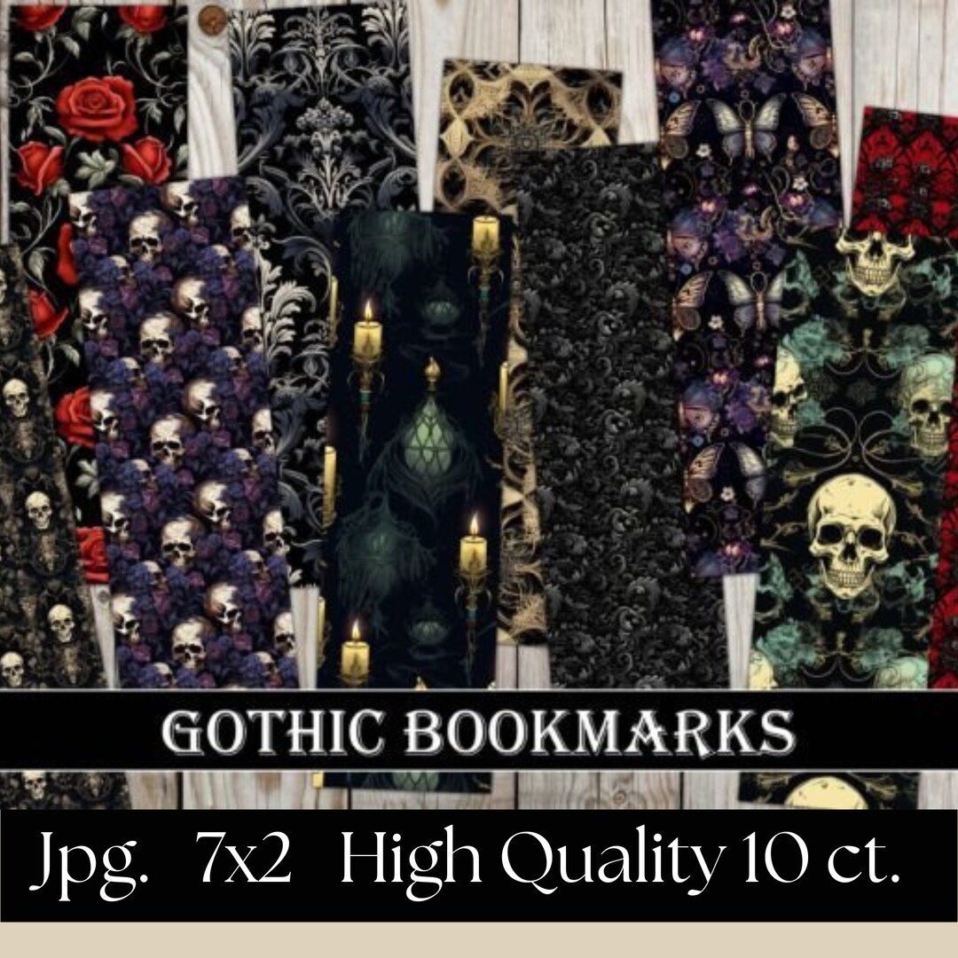 Dark Academia Goth Bookmarks L Printable Bookmarks L Craft Supplies L ...