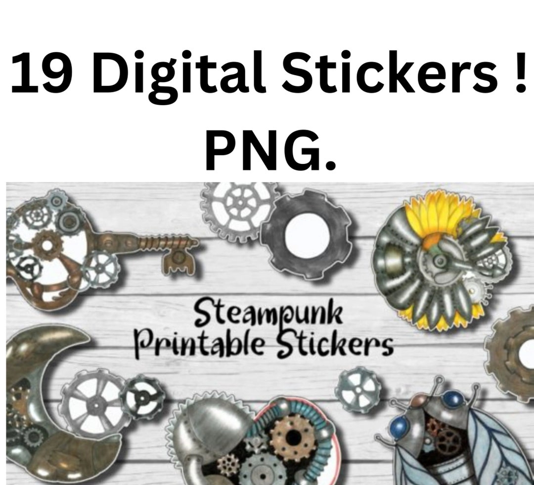 Steampunk Vintage Sticker Pack PNG L Pop Art L Retro L Labels L Tags L ...