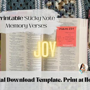 Printable Memory Verse Sticky Notes Template: Joy and Happiness Verses ...