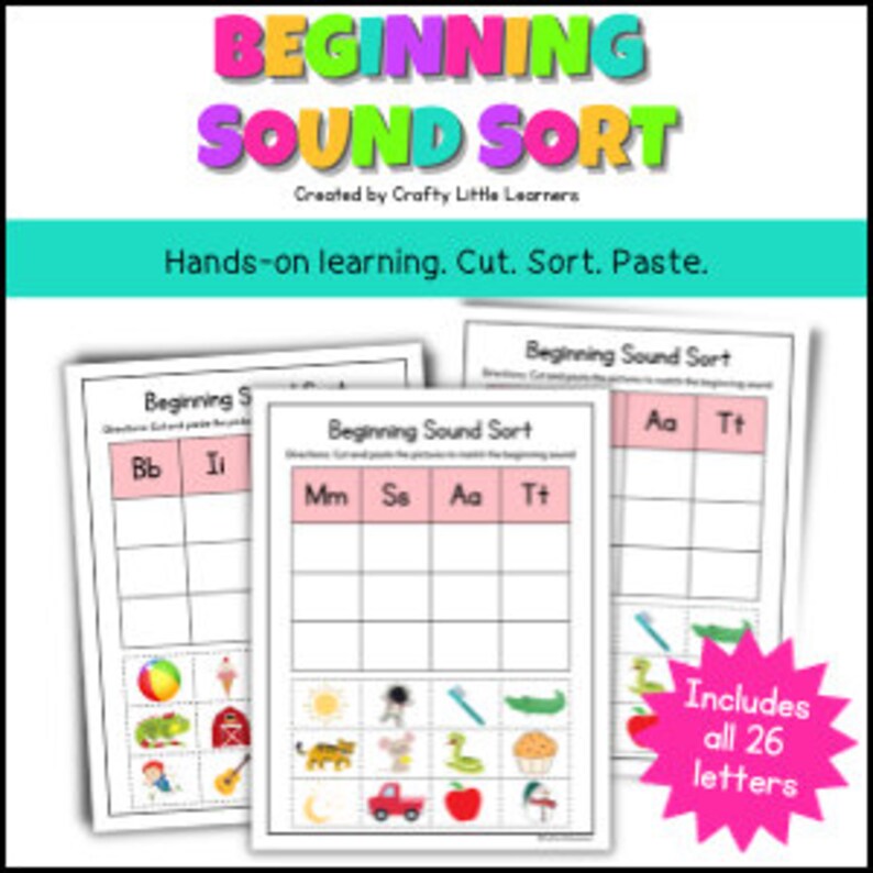 Beginning Sound Sort Pre-k Printables Kindergarten Activities 1st Grader Worksheets Homeschool ...