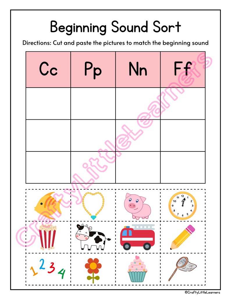 Beginning Sound Sort Pre-k Printables Kindergarten Activities 1st ...