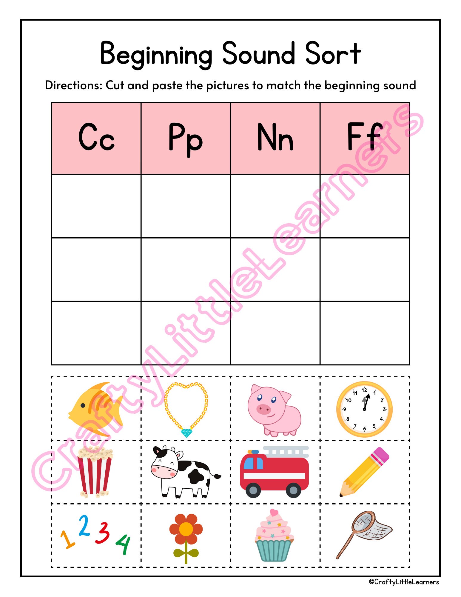 Beginning Sound Sort Pre-k Printables Kindergarten Activities 1st ...