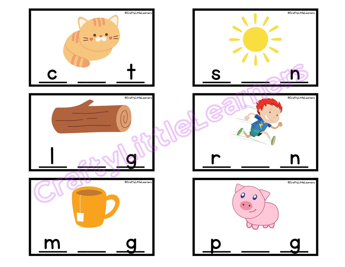 CVC Missing Middle Sounds Phonics Activities for Kindergarten Phonics ...