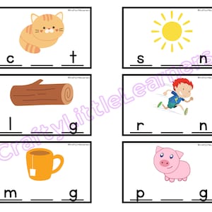 CVC Missing Middle Sounds Phonics Activities for Kindergarten Phonics ...