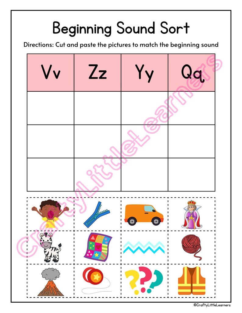 Beginning Sound Sort Pre-k Printables Kindergarten Activities 1st ...