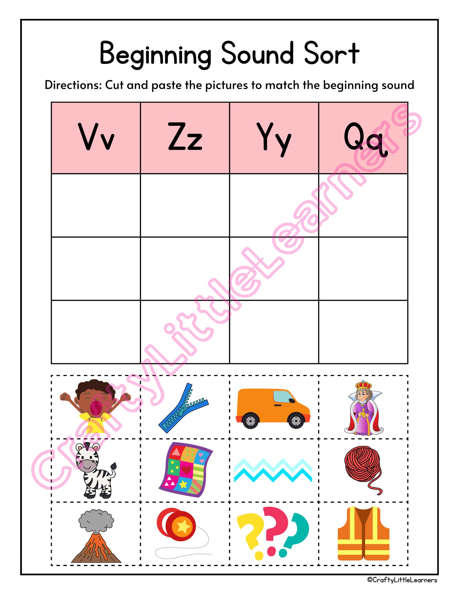 Beginning Sound Sort Pre-k Printables Kindergarten Activities 1st ...