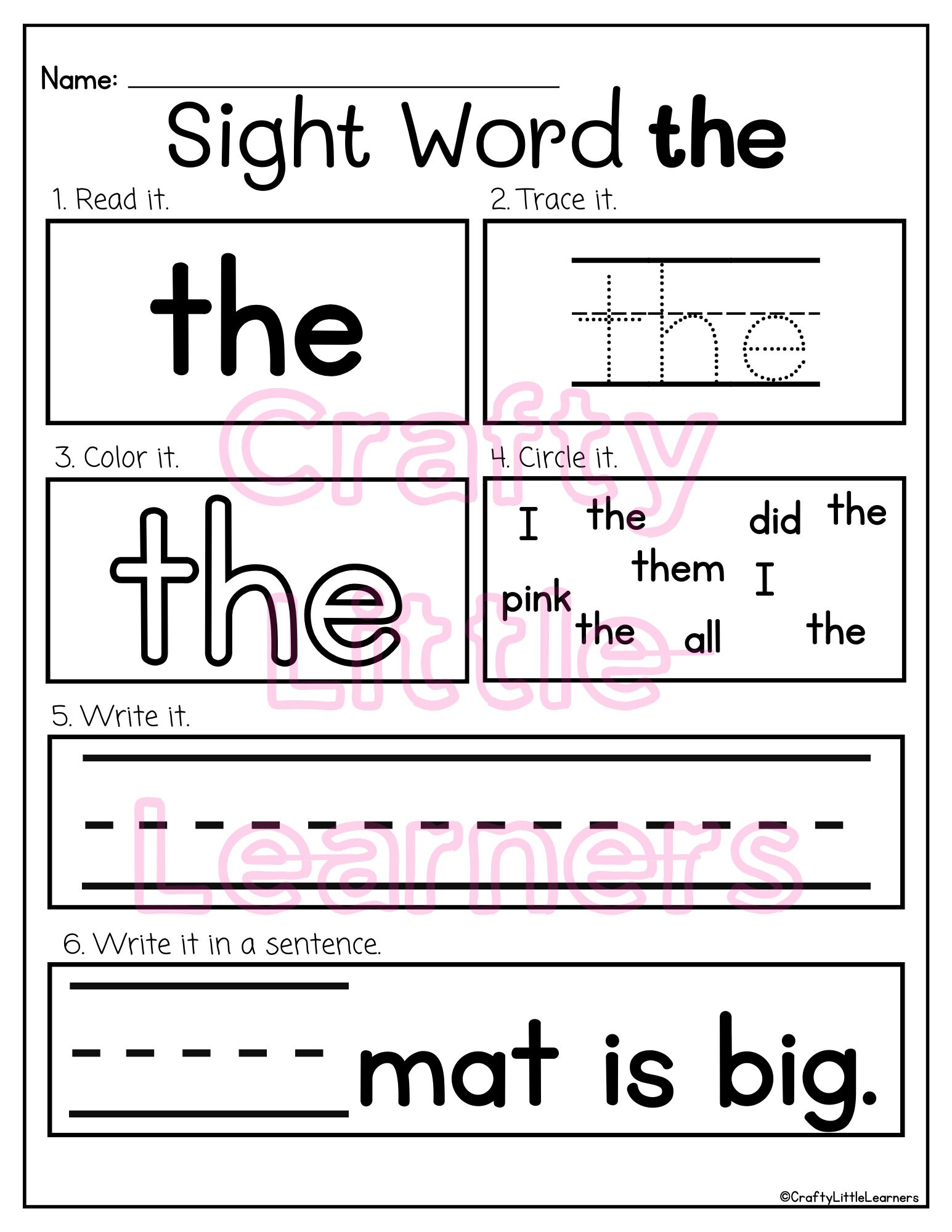Sight Word Practice Read Trace Color Write No Prep 80 Activity Pages ...