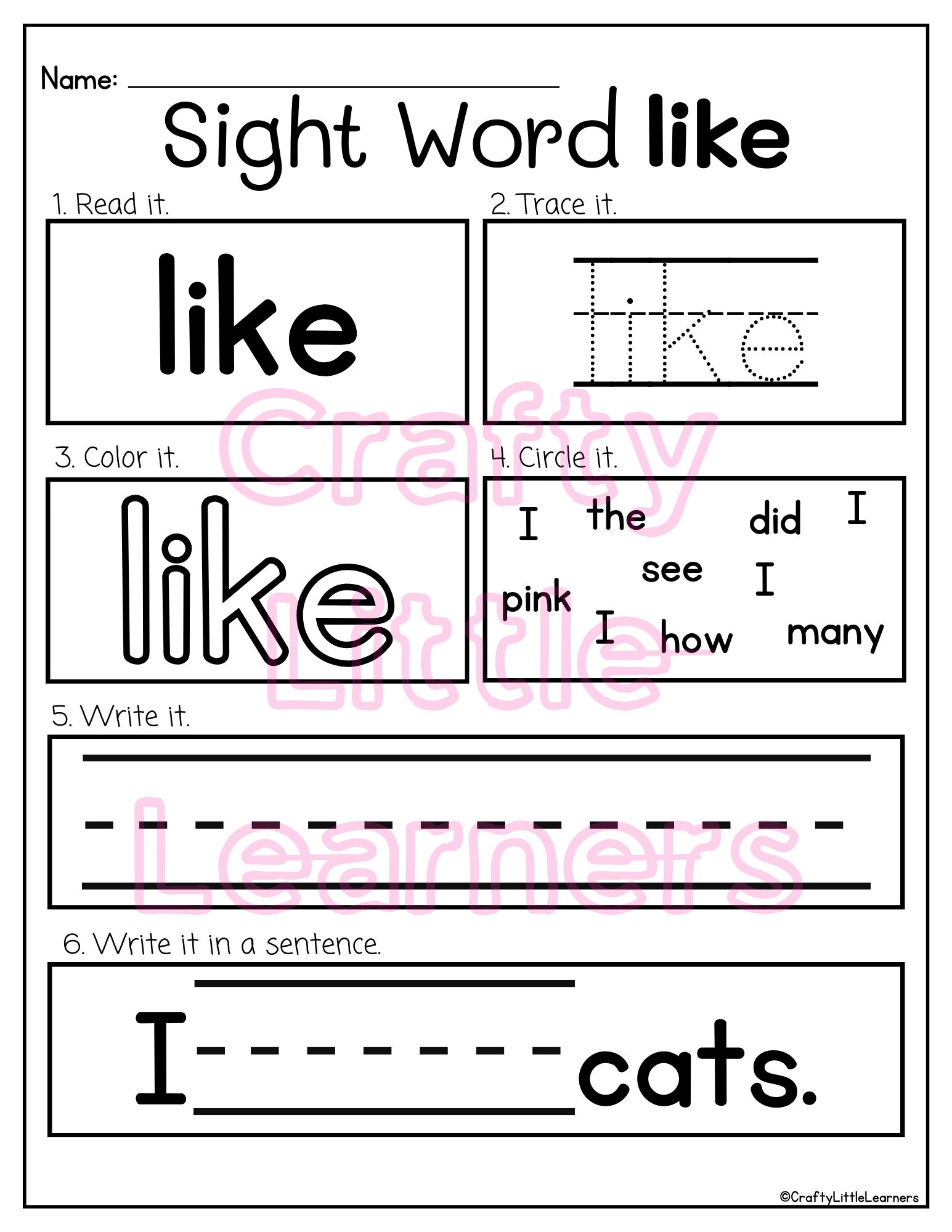 Sight Word Practice Read Trace Color Write No Prep 80 Activity Pages ...