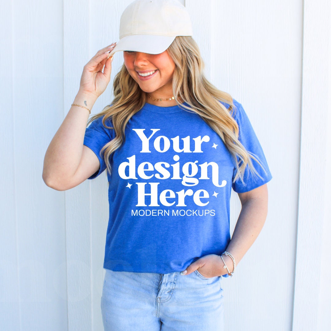 Heather True Royal, Tshirt Mockup, Bella Canvas 3001 Mockups, Model ...
