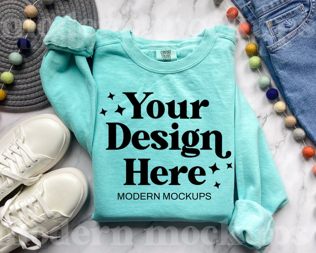 Chalky Mint, Comfort Colors Mockup, Comfort Colors 1566, Folded ...