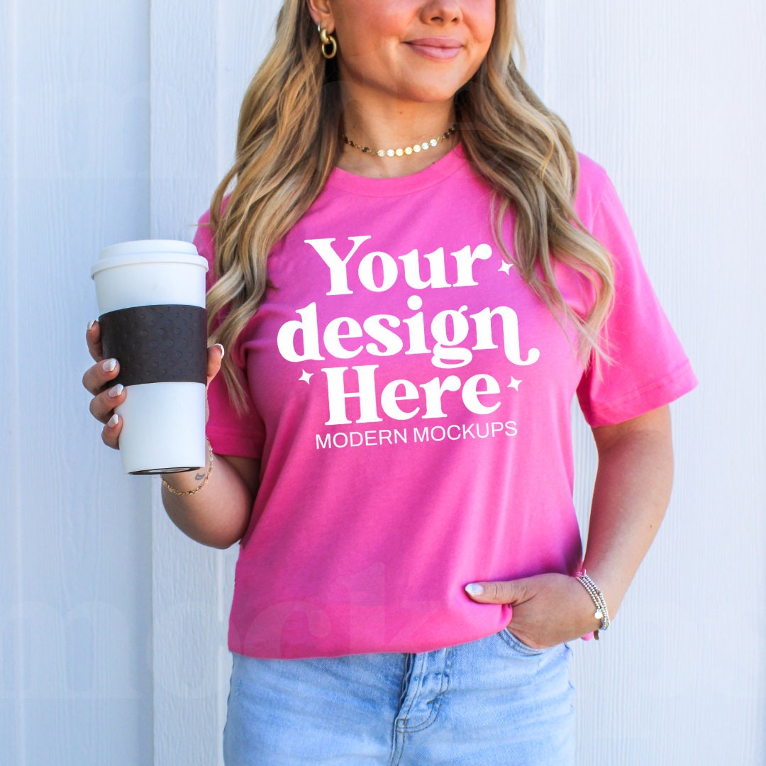 Heather Bubble Gum, Tshirt Mockup, Bella Canvas 3001 Mockups, Model ...