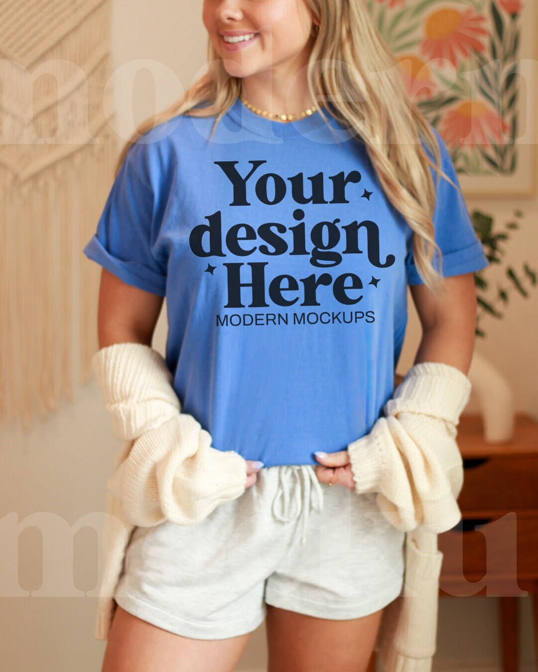 Flo Blue, Comfort Colors C1717, Flo Blue Shirt Mockup, Tshirt Mockup ...