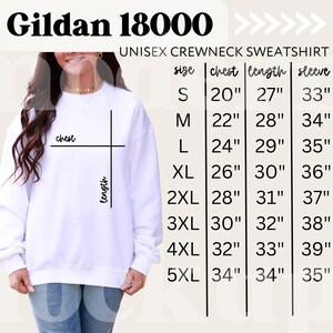 Gildan 18000 Size Chart, Size Chart Mockup, Sweatshirt Mockup ...