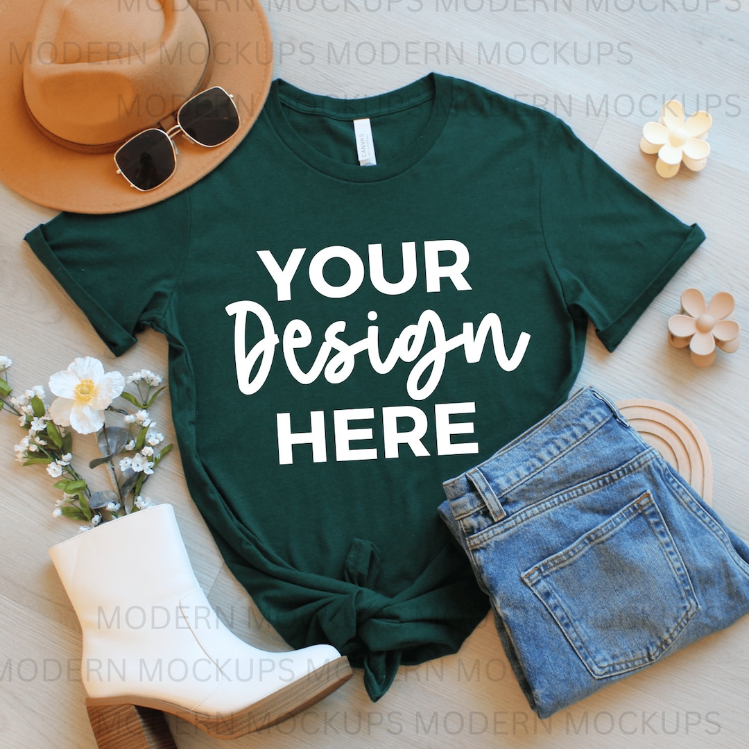BELLA CANVAS 3001 Forest Tshirt / Flat-lay Mockup Tshirt Forest ...