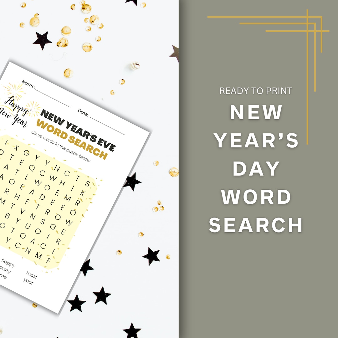 New Year's Day Word Search for Kids Printable Holidays Activity Sheet ...