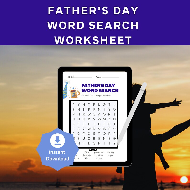 Father's Day Word Search for Kids Printable Holiday Activity Sheet Game ...