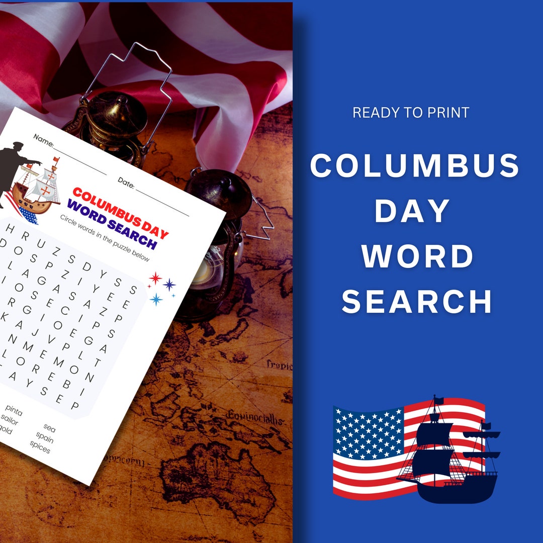 Columbus Day Word Search for Kids Printable Holiday Activity Sheet Game ...