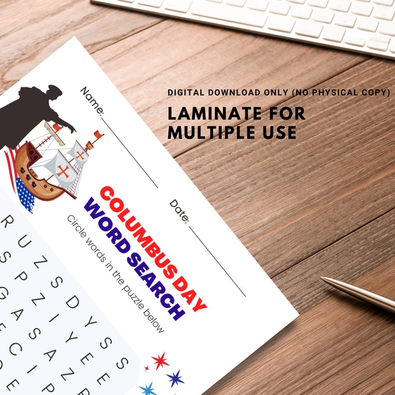 Columbus Day Word Search for Kids Printable Holiday Activity Sheet Game ...