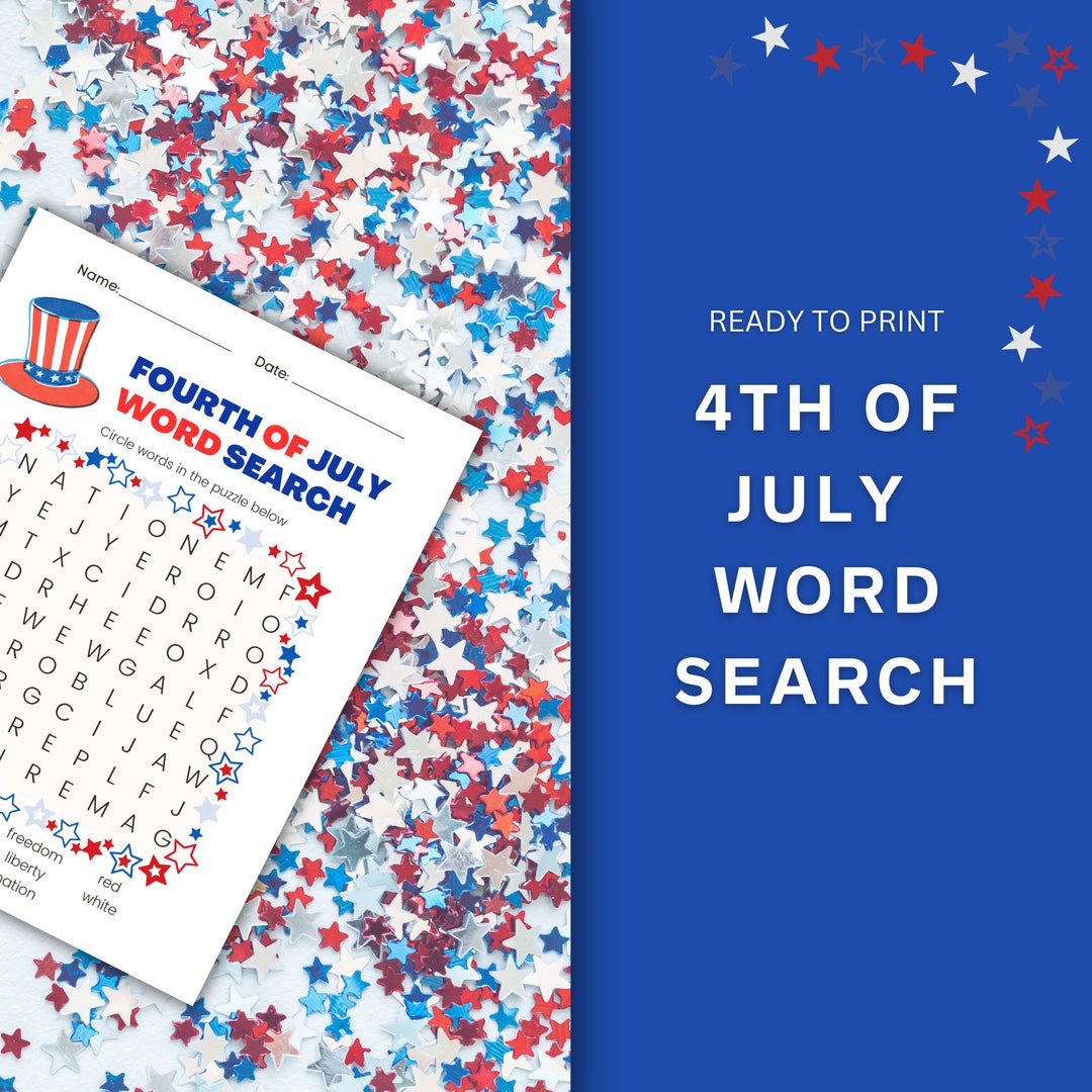 Fourth of July Word Search for Kids Printable Holidays Activity Sheets ...