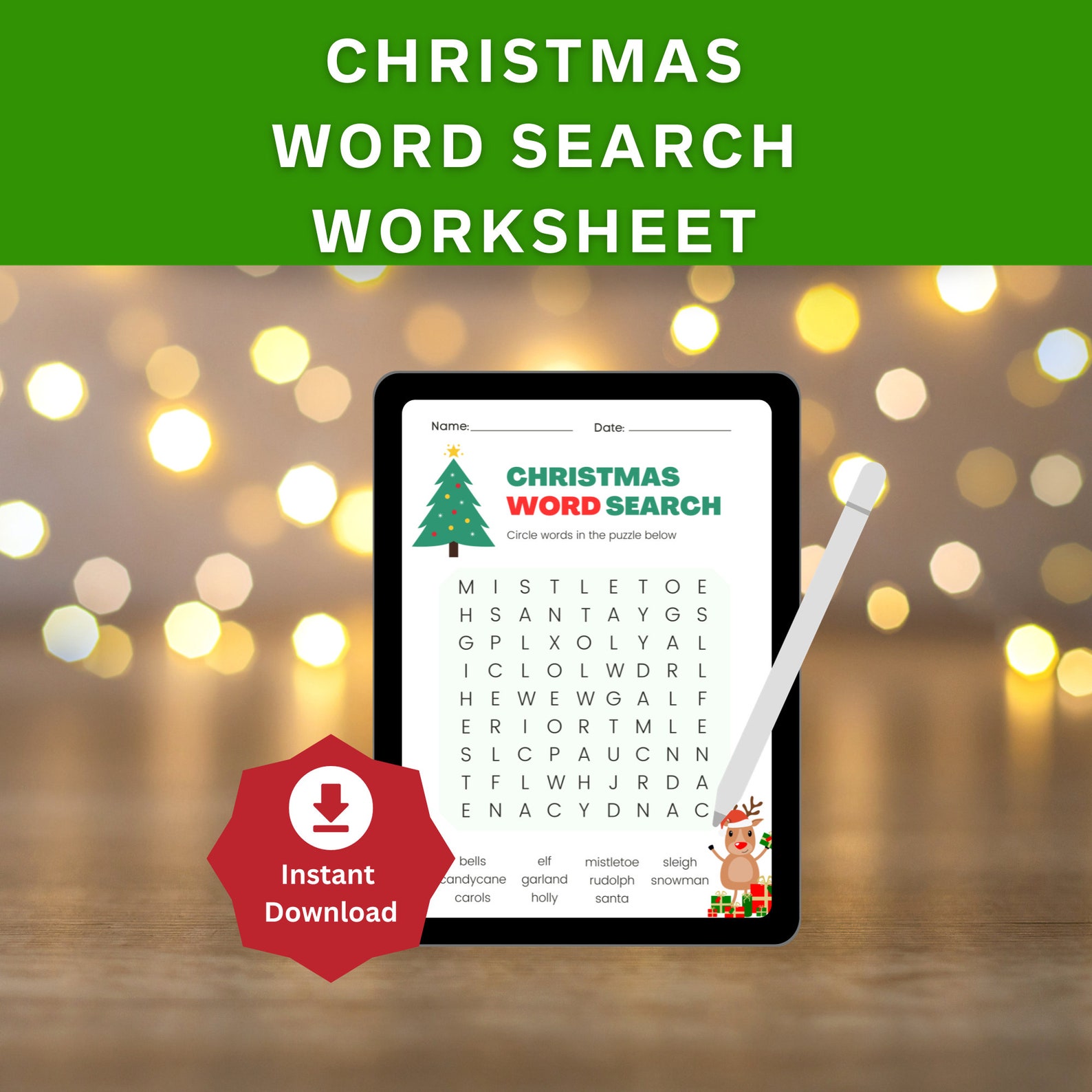 Merry Christmas Word Search for Kids Printable Holiday Activity Sheet ...