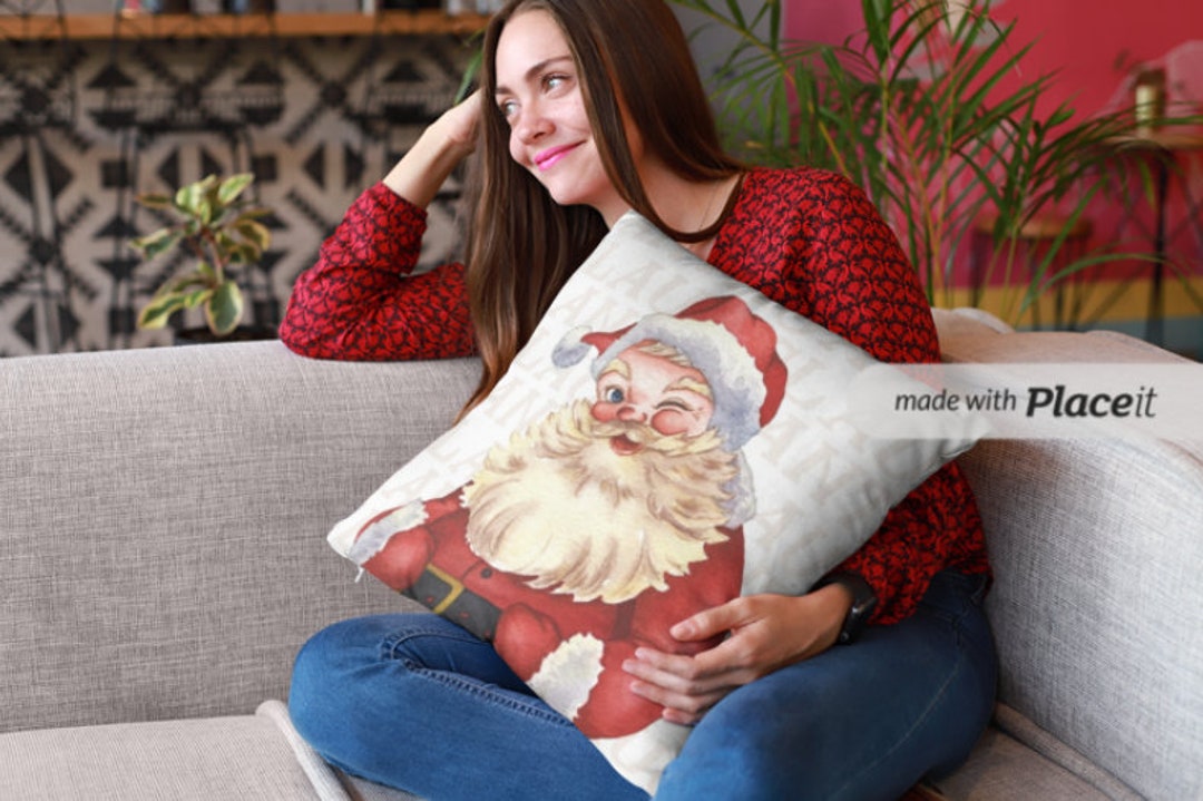 Christmas Pillow Cover, Pillow Cover, Santa Claus Pillow, Candy Canes ...