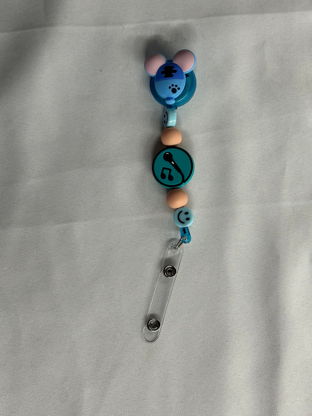 Stitch and Microphone Beaded Badge Reel - Etsy