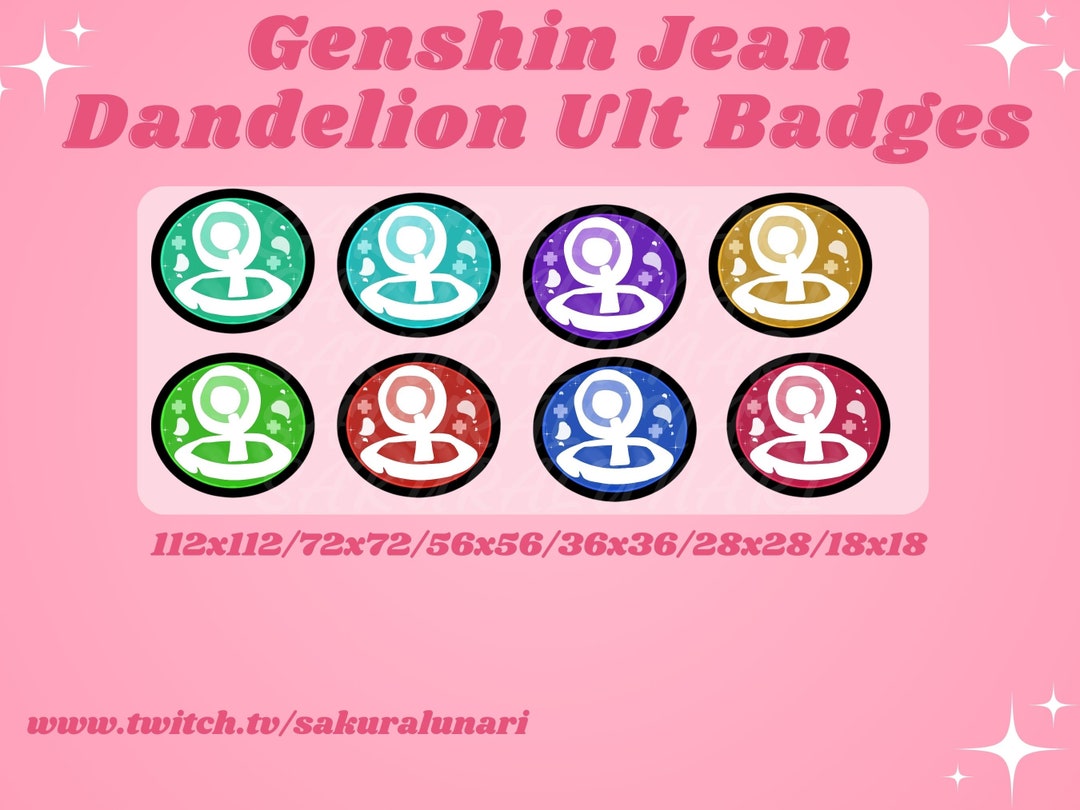 8 Genshin Impact Jean Dandelion Ultimate Sub/cheer/bit/emotes Badges ...