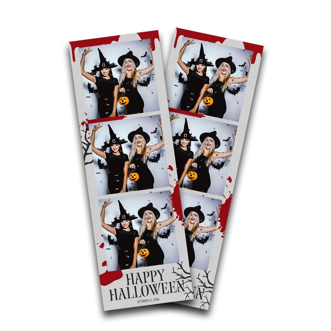 Spooky Blood Splatter Photobooth Template, Editable Halloween Overlay ...