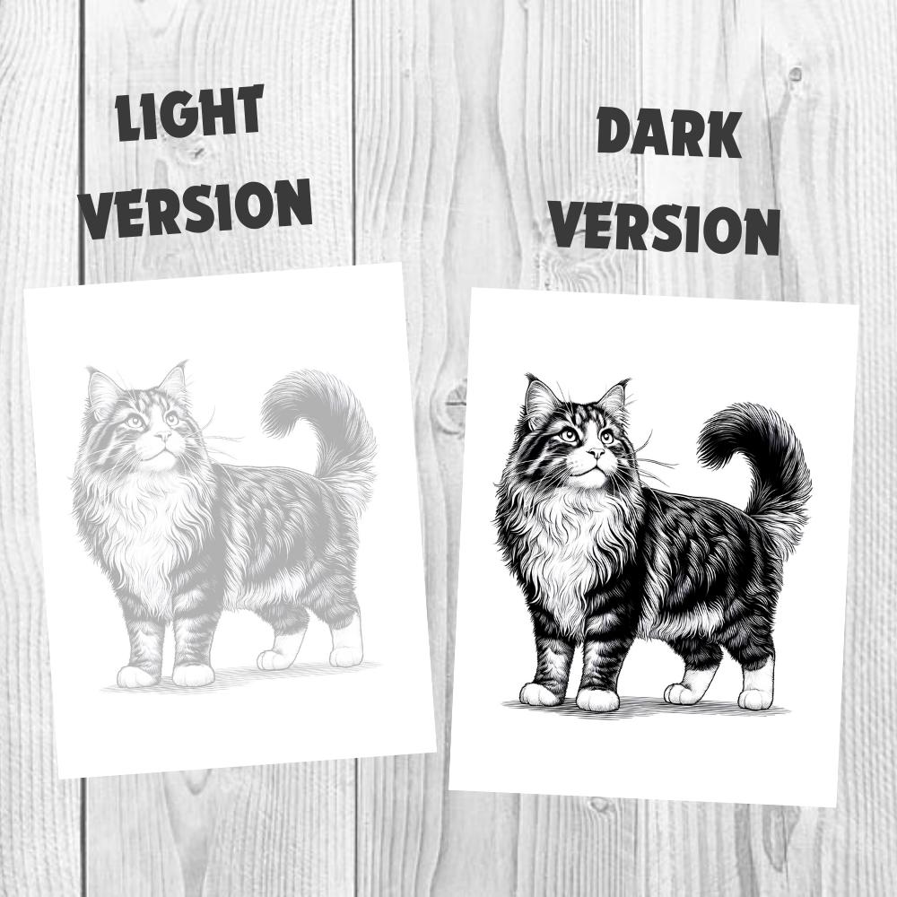 Realistic Cat Coloring Book - Etsy