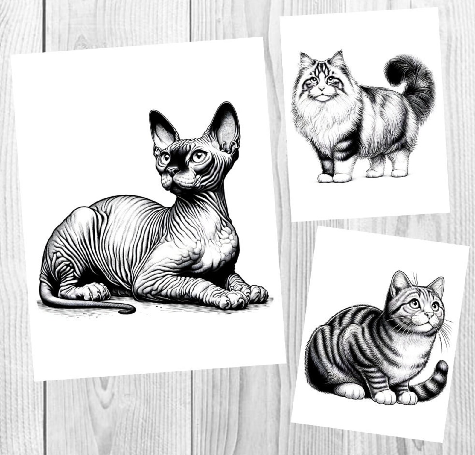 Realistic Cat Coloring Book - Etsy