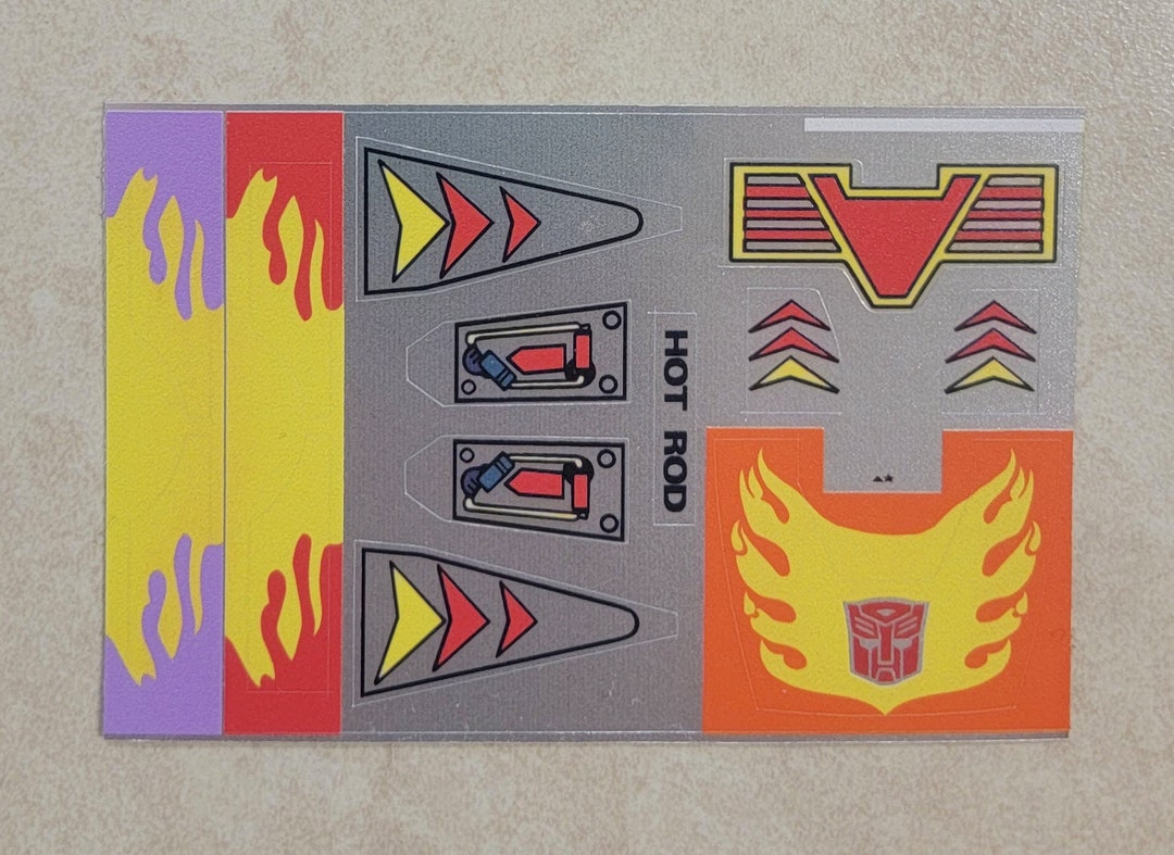 Transformers G1 Hot Rod Sticker Sheet Rare for Vintage Autobot Toy ...