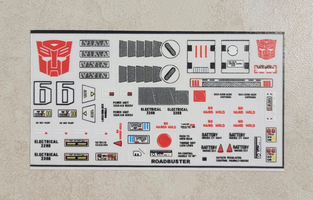 Transformers G1 Roadbuster Sticker Sheet Rare for Vintage Autobot Toy ...