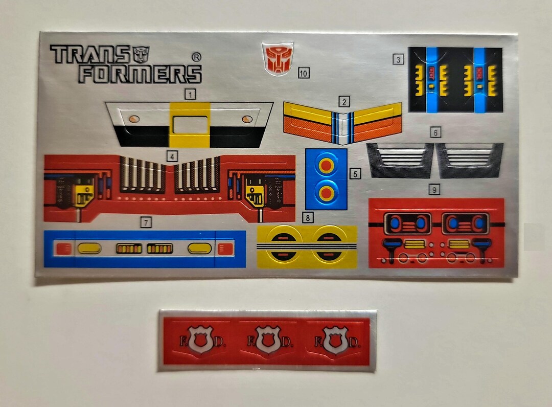 Transformers G1 Inferno Stickers New! for Vintage Autobot Toy Robot ...