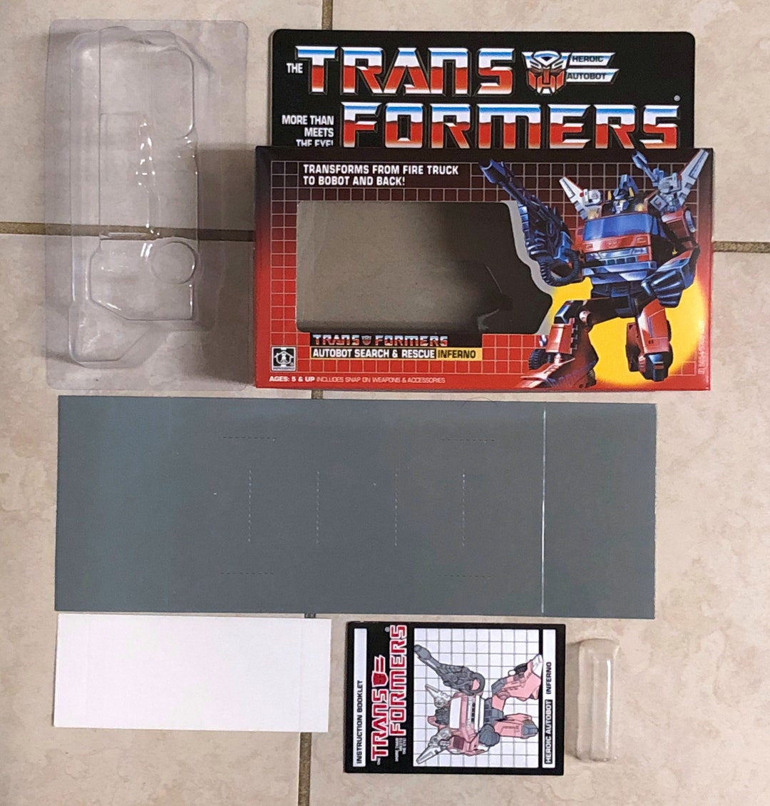 Transformers G1 Inferno Box, Cardboard Inserts, Bubble, & Instruction ...