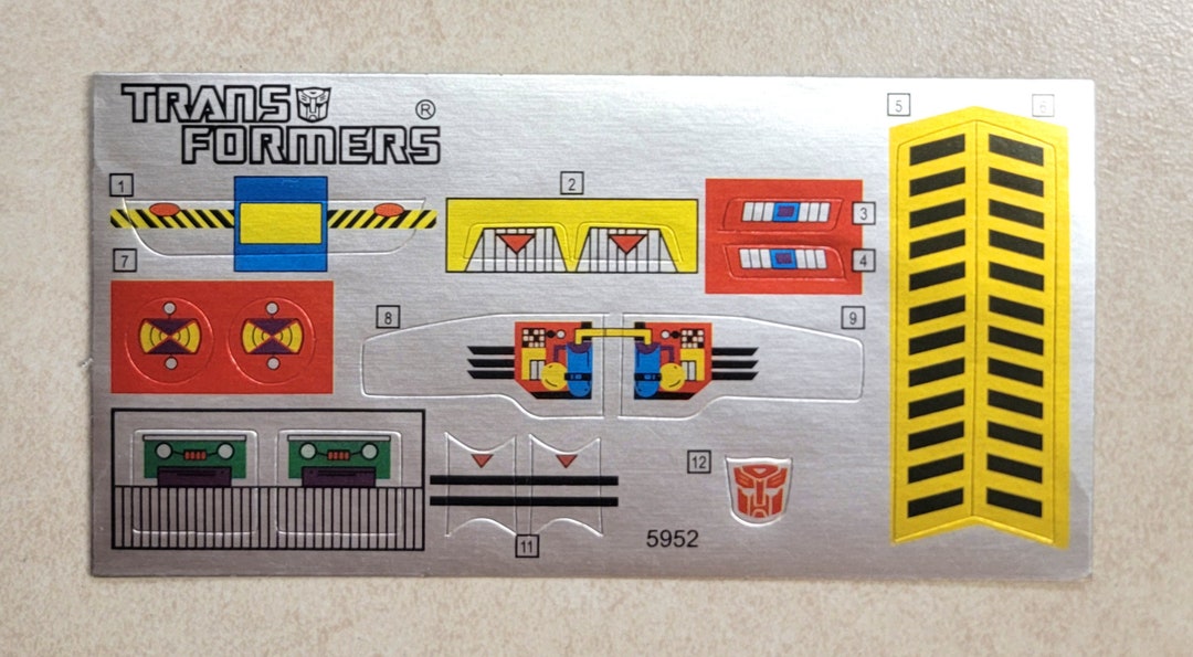 Transformers G1 Grapple Stickers New! for Vintage Autobot Toy Robot ...