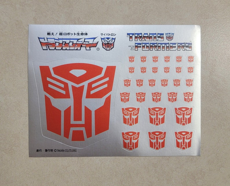 Transformers G1 Autobot Symbols Sticker Sheet Rare! for Vintage Toy ...