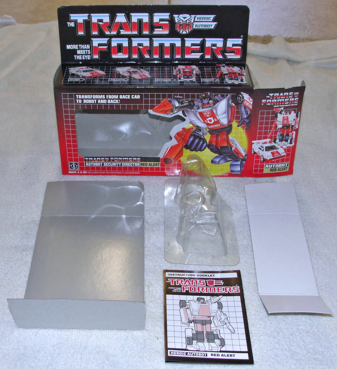 Transformers G1 Red Alert Box, Cardboard Inserts, Bubble, & Instruction ...