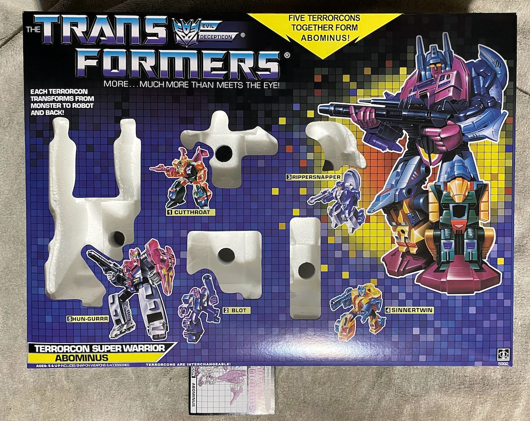 Transformers G1 Abominus Custom Box, Styrofoam Tray, & Instruction ...
