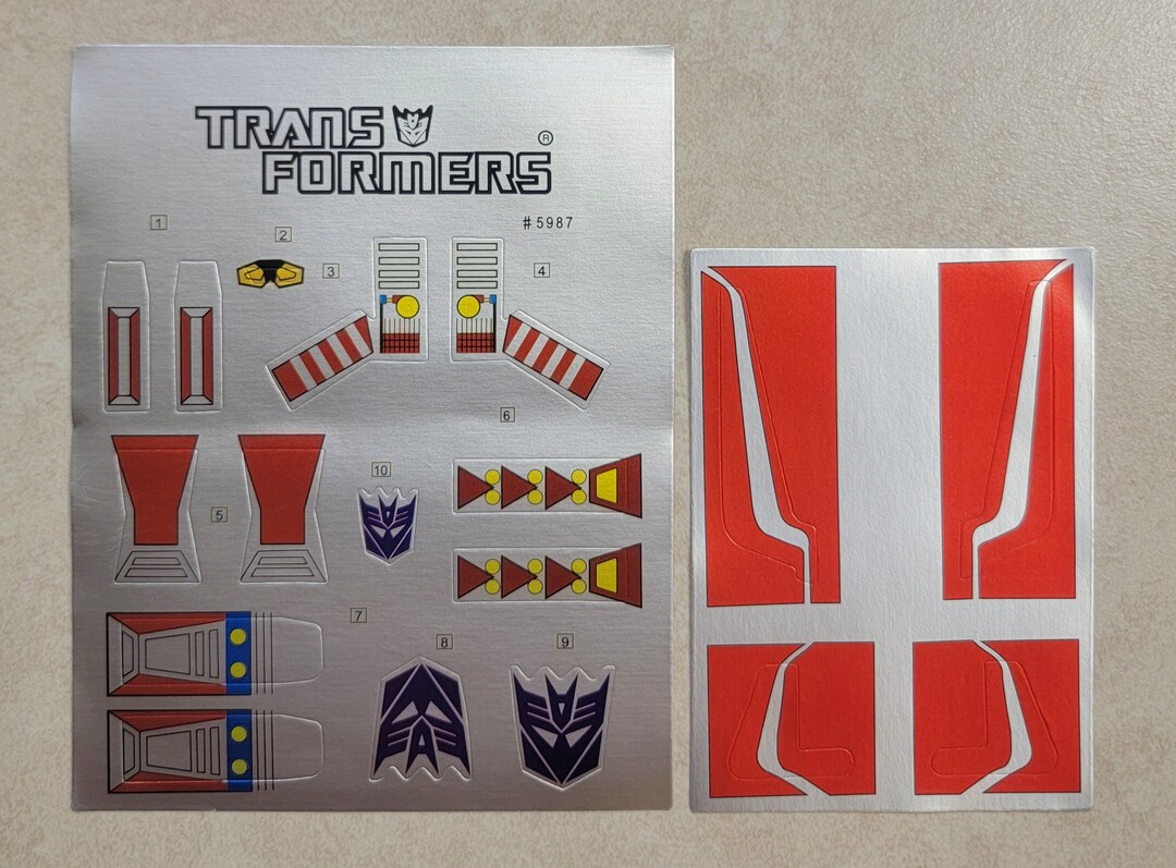 Transformers G1 Thrust Stickers New! for Vintage Decepticon Seeker Toy ...