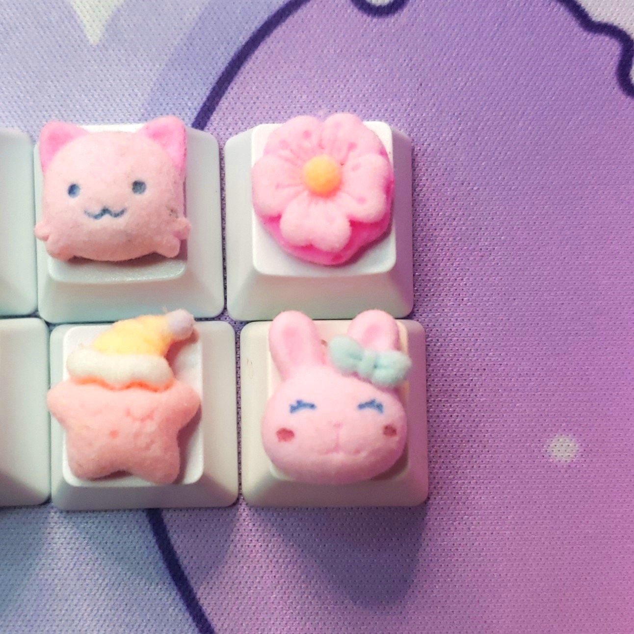 Fuzzy Keycap Series Cherry MX Keyboard Flower Keycap, Bunny Keycap, Cat ...
