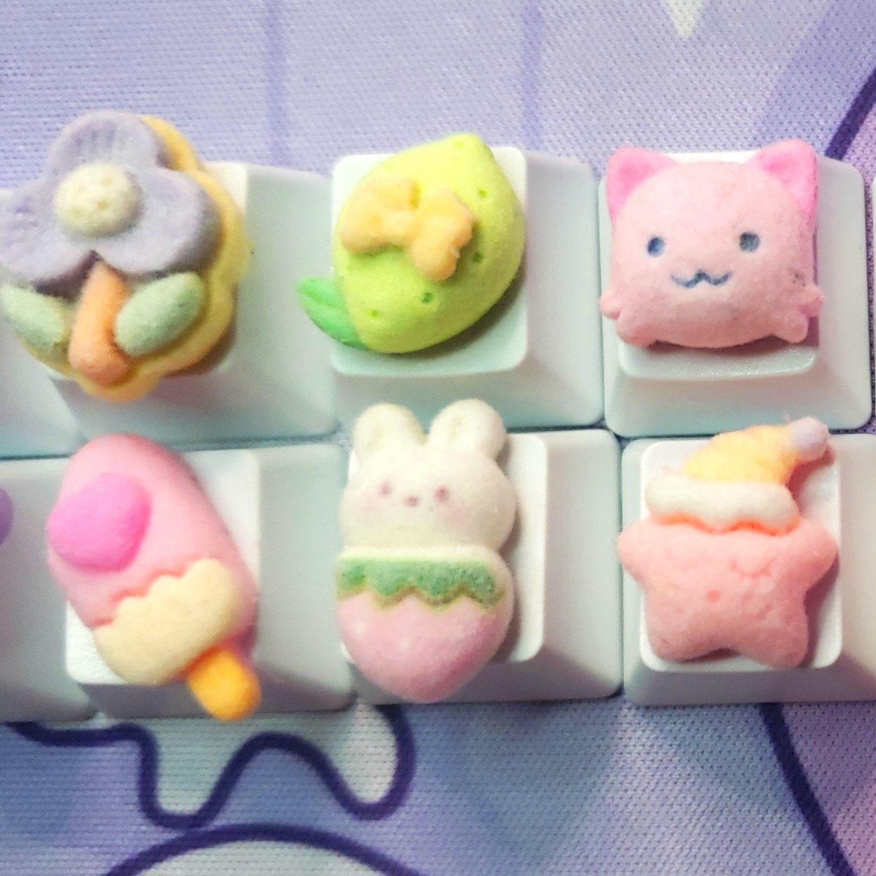 Fuzzy Keycap Series Cherry MX Keyboard Flower Keycap, Bunny Keycap, Cat ...