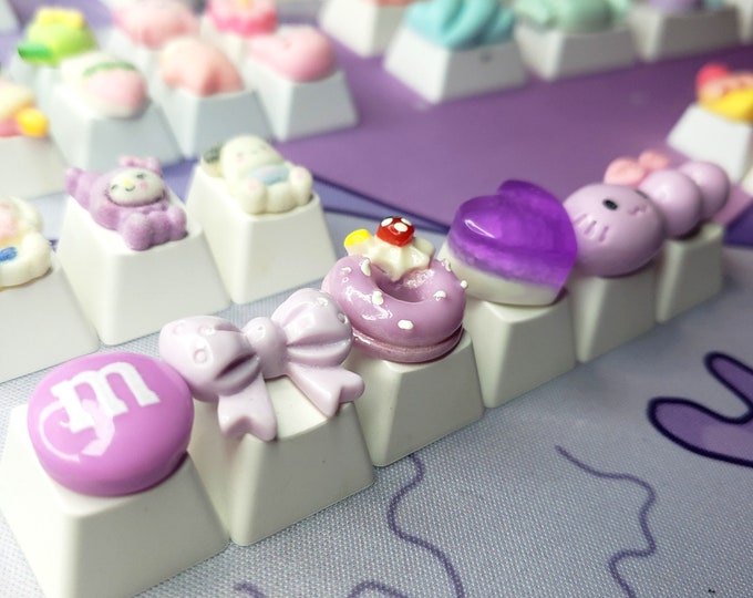 Cute Purple Keycap Series | Cherry MX Keyboard | Cat Keycap, Kawaii ...