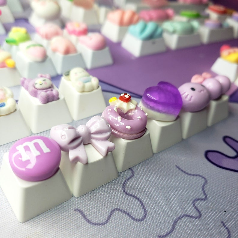 Cute Purple Keycap Series | Cherry MX Keyboard | Cat Keycap, Kawaii ...